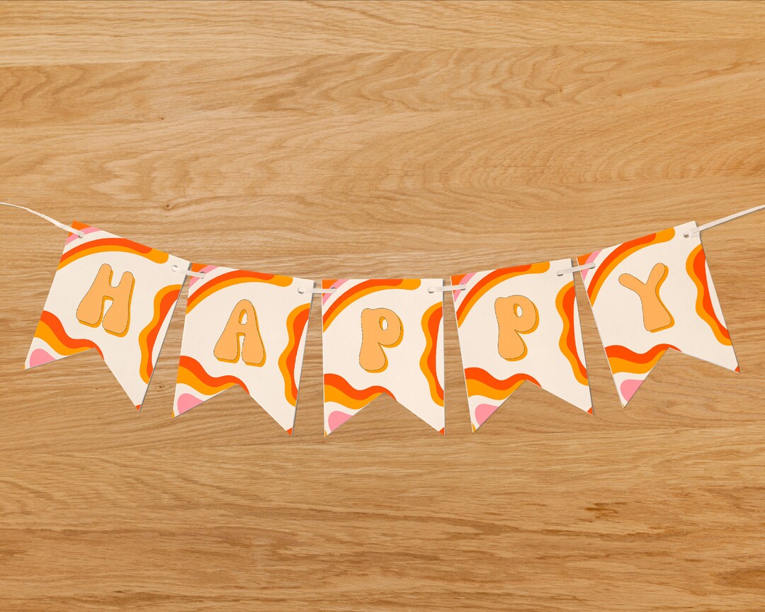 Groovy Personalizable Flower Power Banner - '60s '70s Theme Letters ...