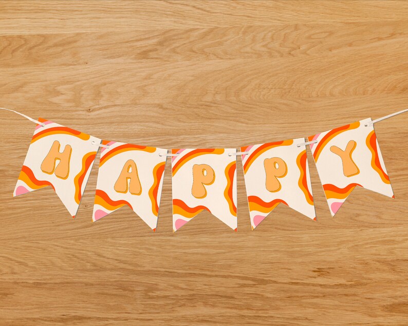 Groovy Personalizable Flower Power Banner - '60s '70s Theme Letters ...