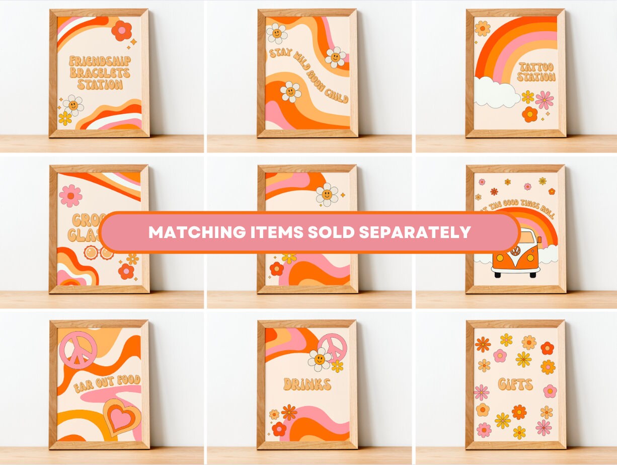 Editable Flower Power Birthday Invitation - One Groovy Baby Digital ...