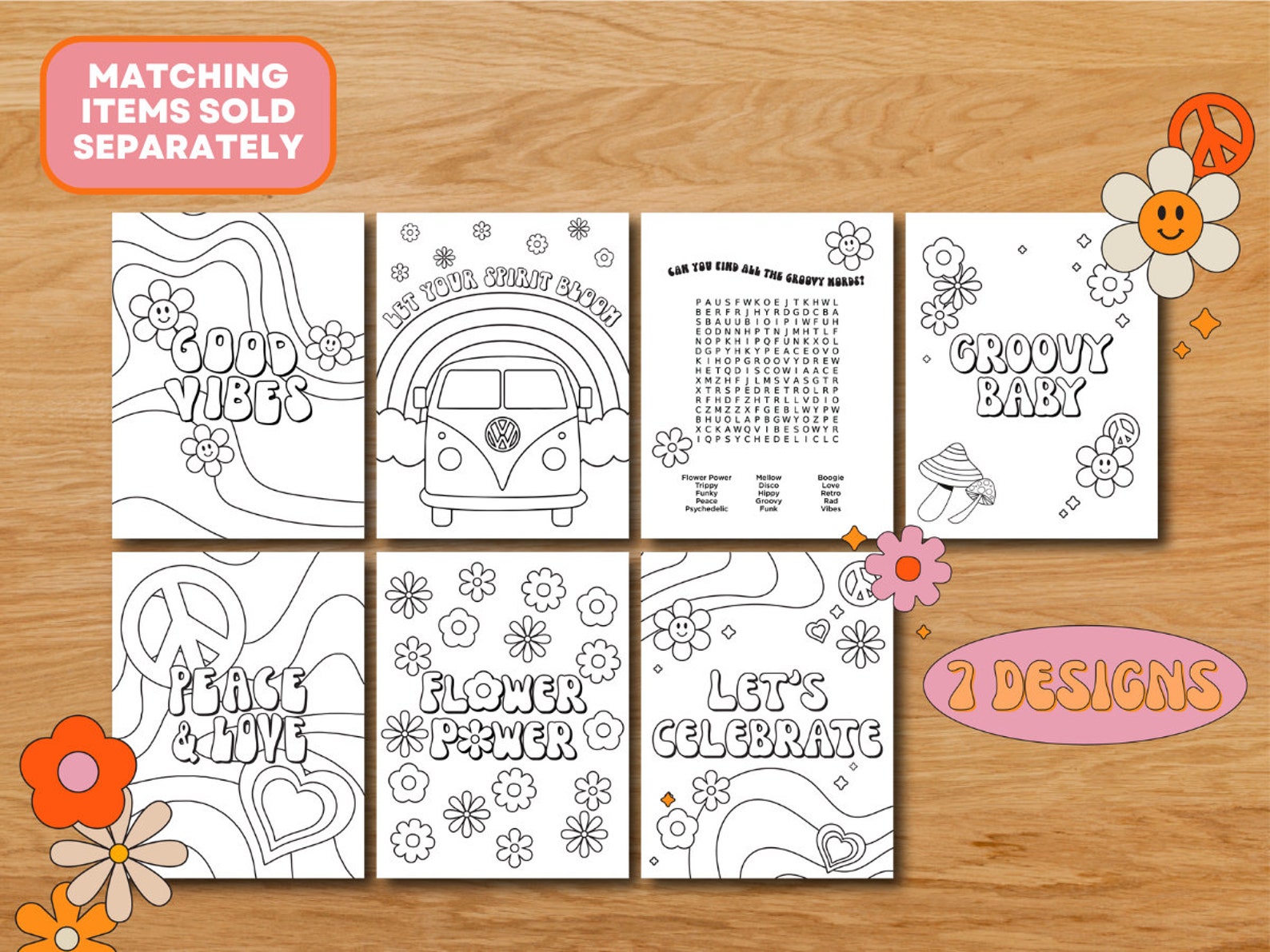 Groovy Flower Power Water Bottle Labels - 9.5" X 2" Retro '60s '70s ...