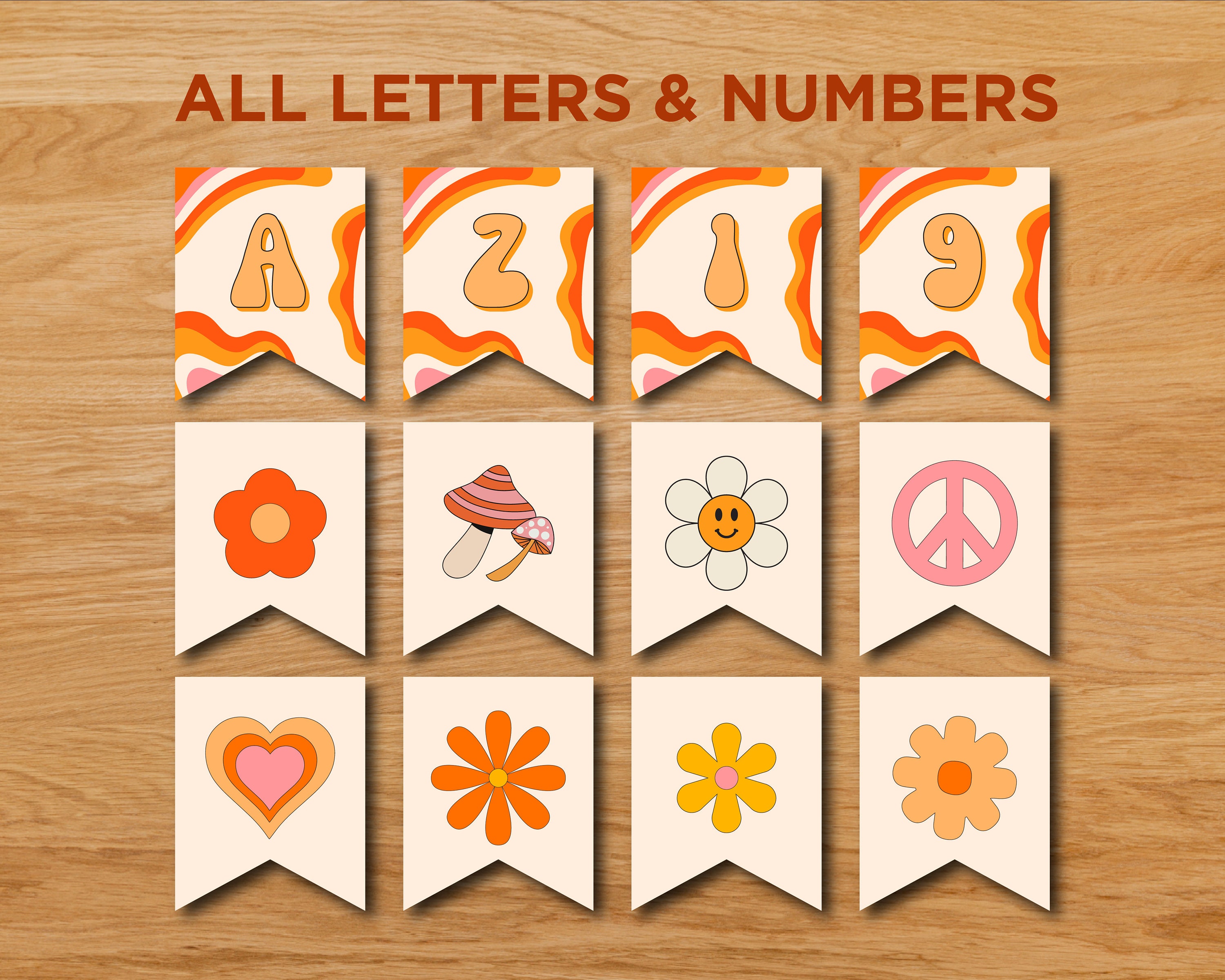 Groovy Personalizable Flower Power Banner - '60s '70s Theme Letters ...