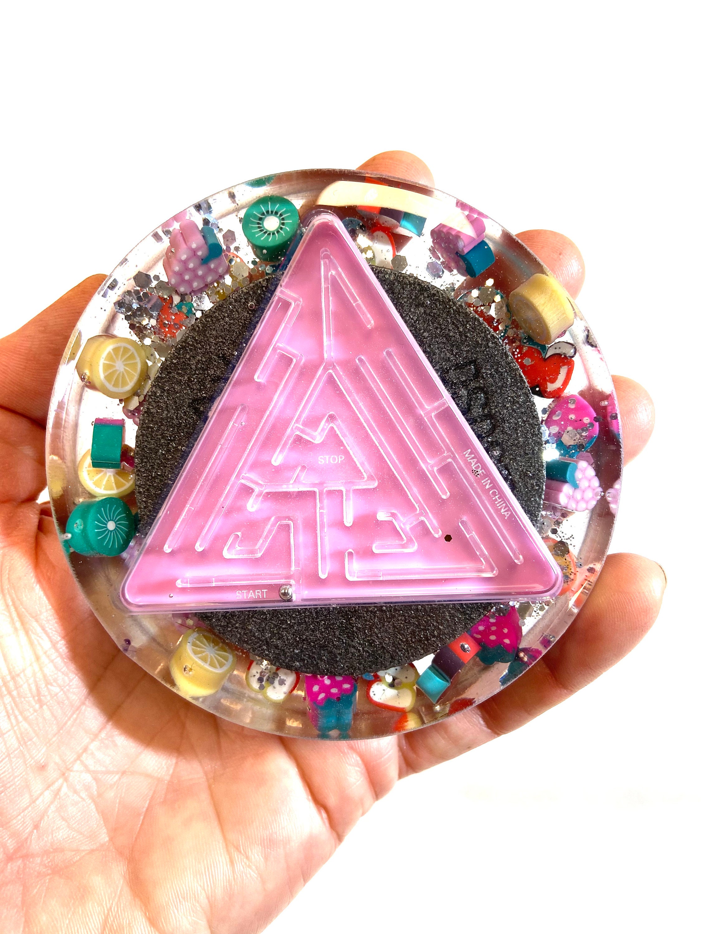 Playable Maze Game - Pink Fruity Triangle - 3.5" Round Weight - Etsy