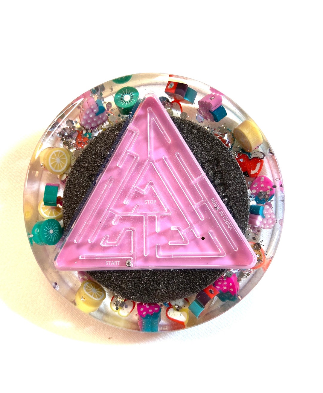 Playable Maze Game - Pink Fruity Triangle - 3.5" Round Weight - Etsy