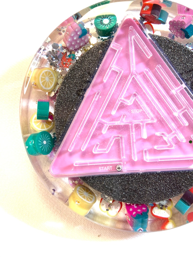Playable Maze Game - Pink Fruity Triangle - 3.5" Round Weight - Etsy