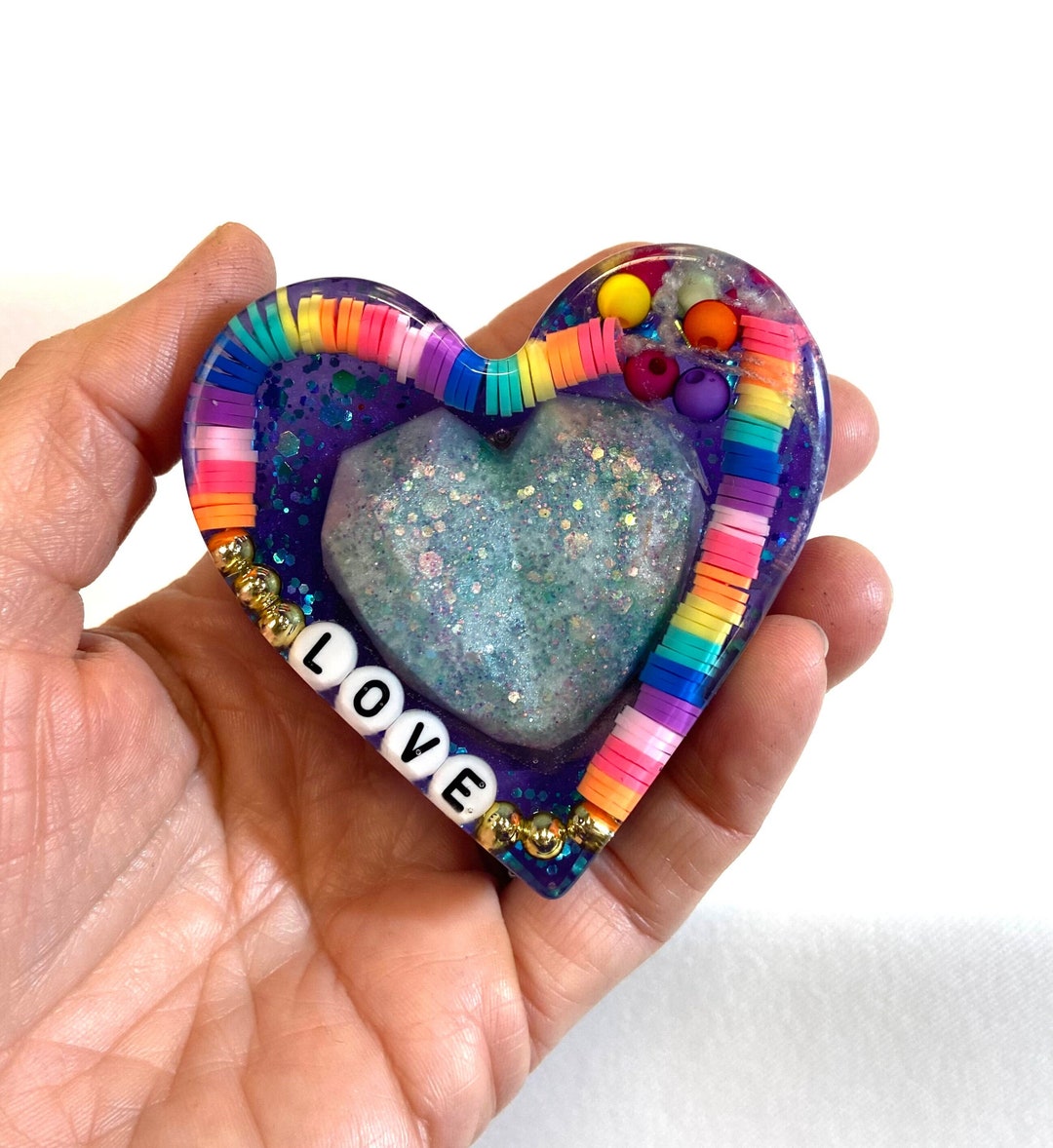 Love Rainbow Heavy Heart Large Heart Weight - Etsy