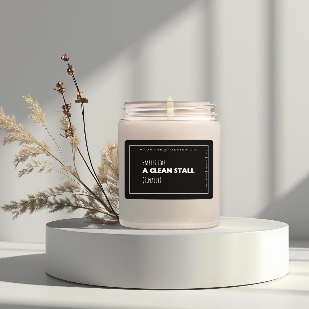 Smells Like a Clean Stall, Finally - Funny Horse Candle - Barn Fresh ...