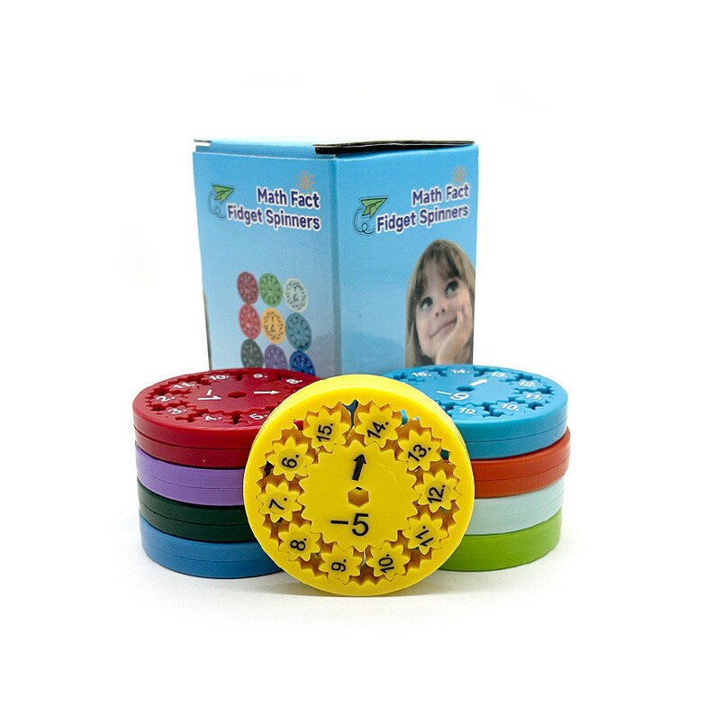 Math Fidget Facts Spinners (set of 9 Pieces), Addition, Subtraction ...