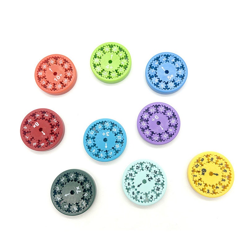 Math Fidget Facts Spinners (set of 9 Pieces), Addition, Subtraction ...