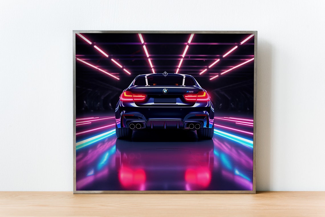 BMW M3 M4 Inspired Digital Art, BMW M3 M4 Neon Lights, Printable Car ...