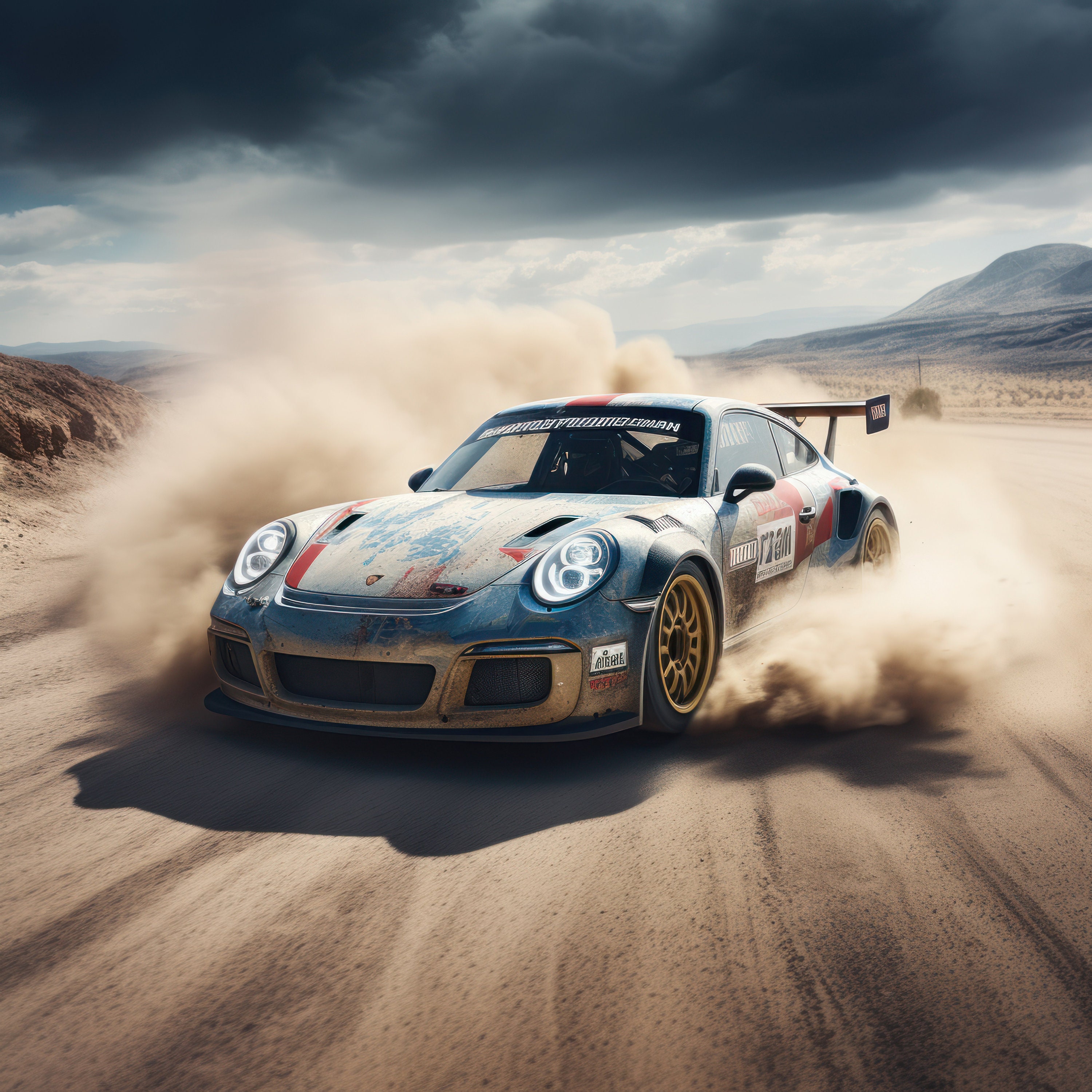 Porsche 911 GT3 Inspired Digital Art, Porsche Drifting, Printable Car ...