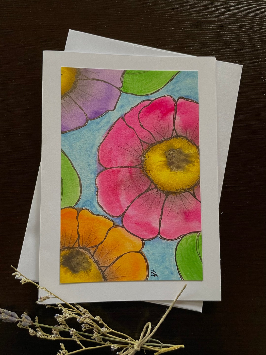 Hand Painted Cards Watercolor, Flower Notecards, Original Art Print ...