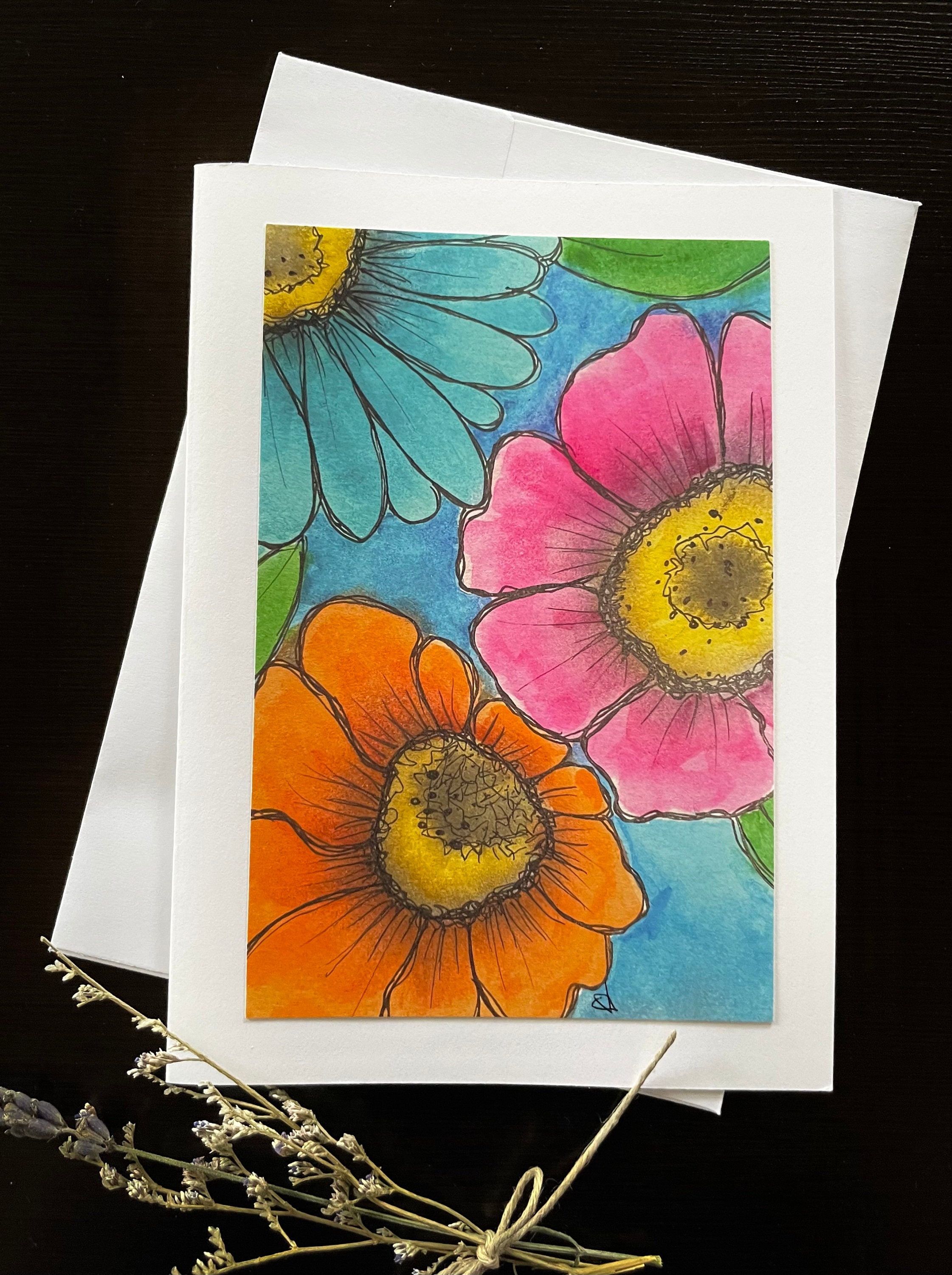 Hand Painted Cards Watercolor, Flower Notecards, Original Art Print ...