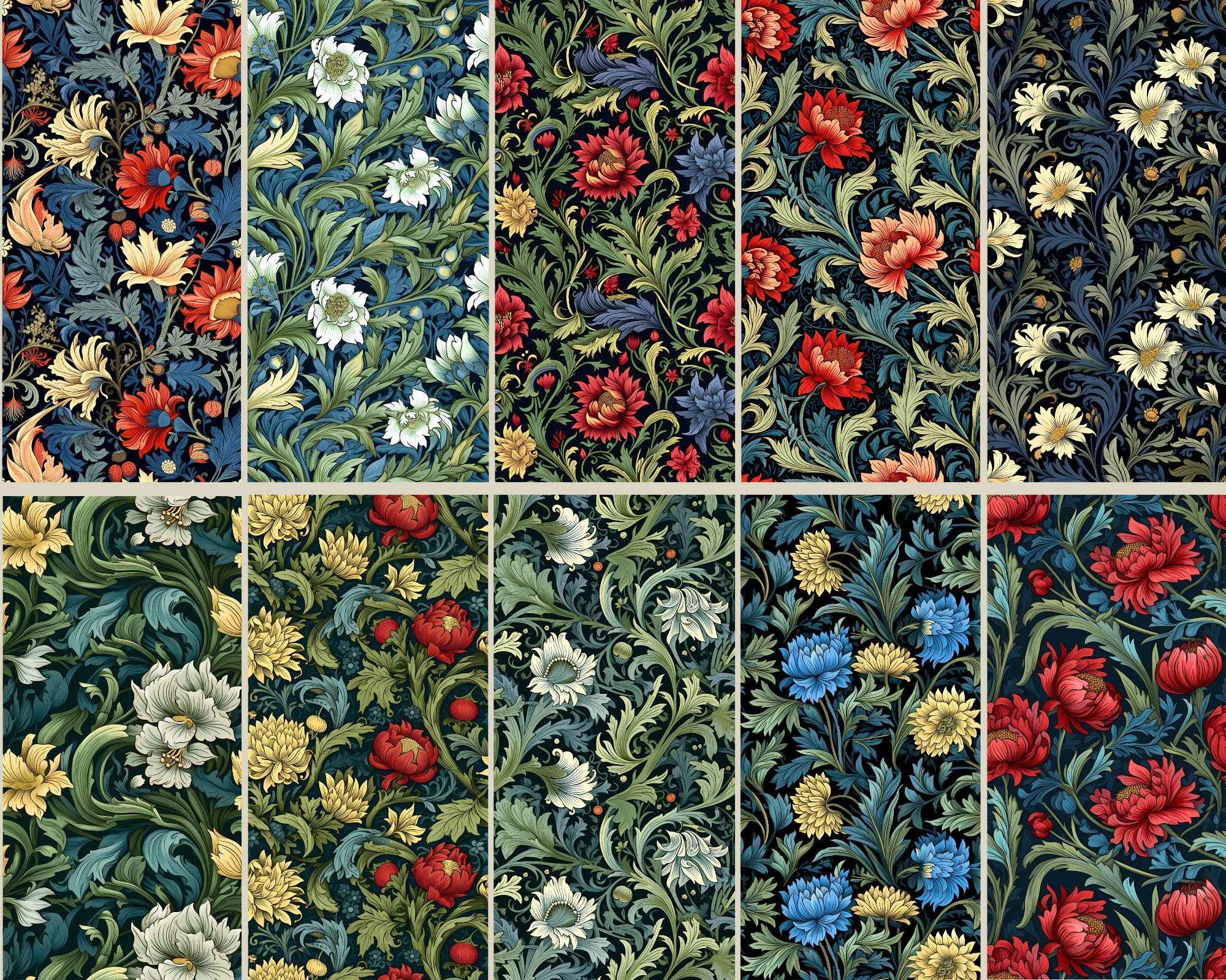 William Morris Pattern Bundle, 50 Digital Papers, Printable, Instant ...