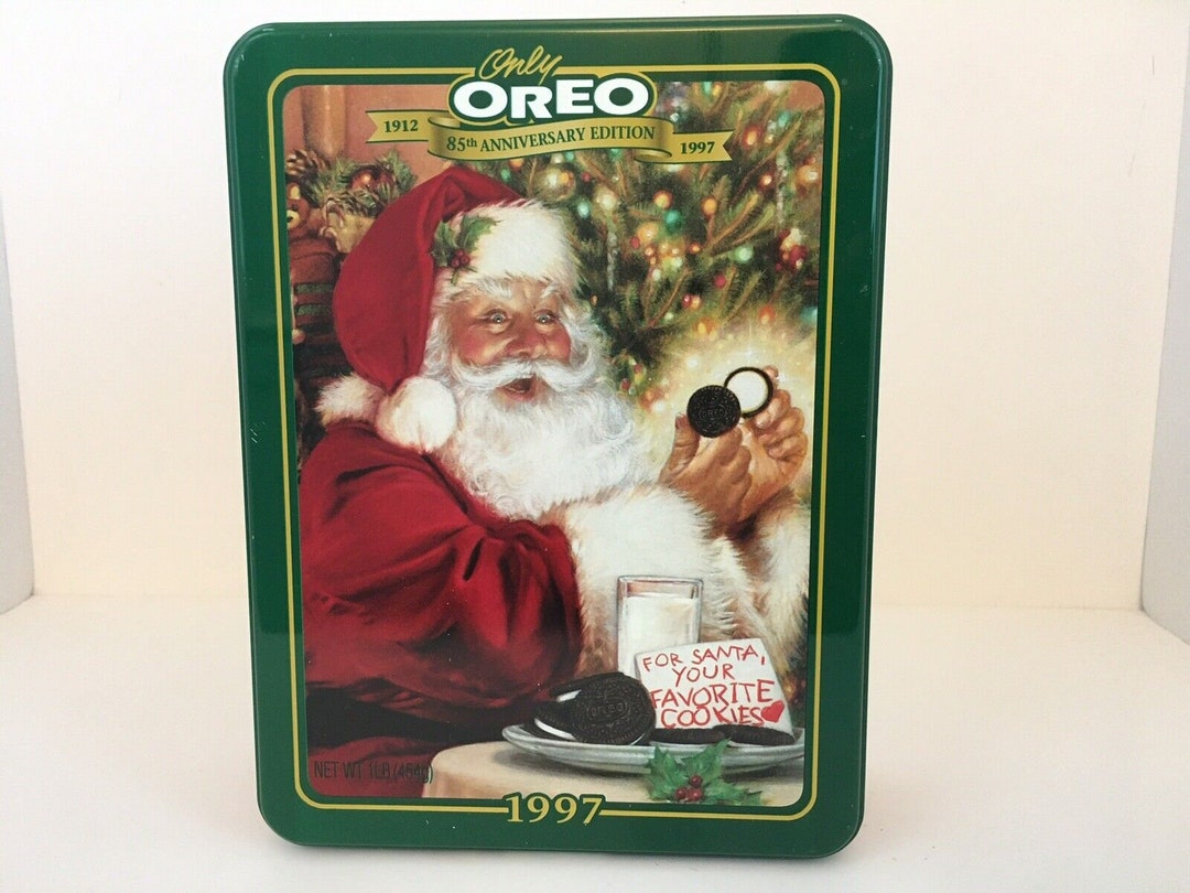 Collectible Only Oreo 85th Anniversary 1912-1997 Holiday Tin Box Santa ...