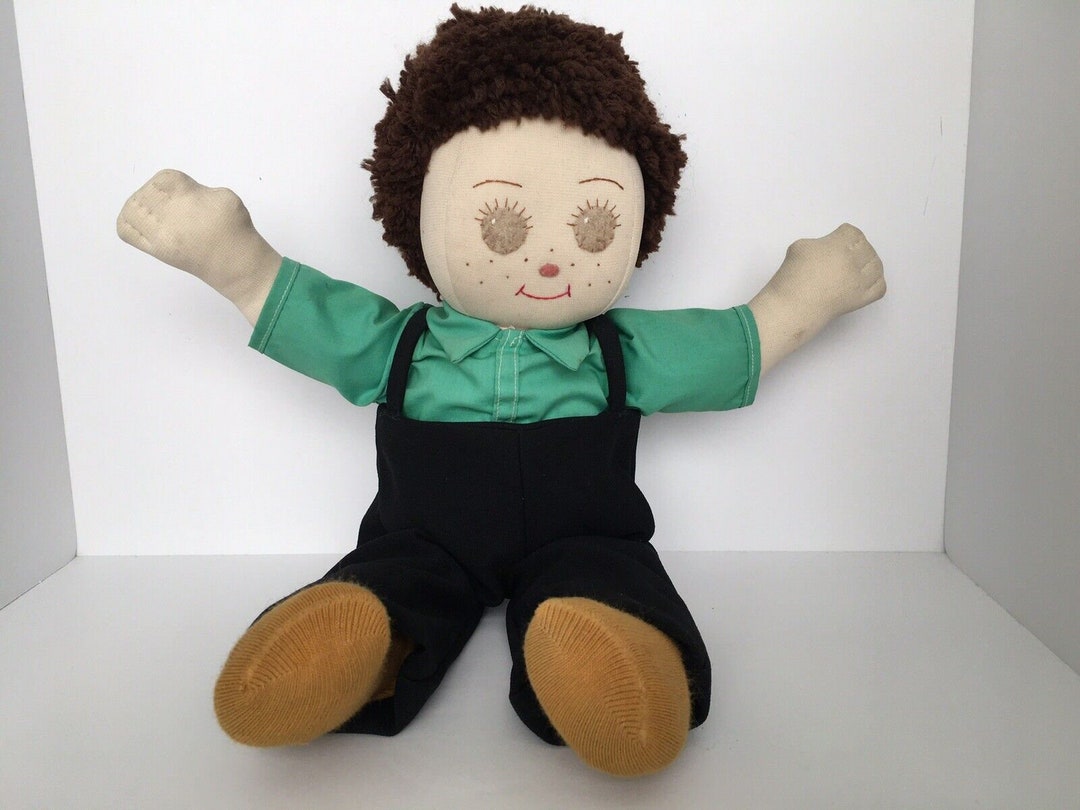 Vintage Hand Crafted Cloth Doll Boy With Overalls - Etsy