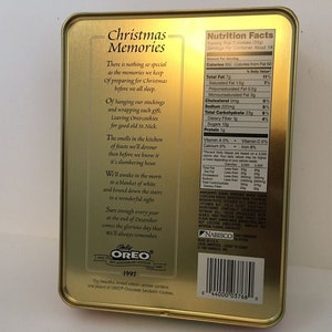 Collectible Only Oreo 85th Anniversary 1912-1997 Holiday Tin Box Santa ...