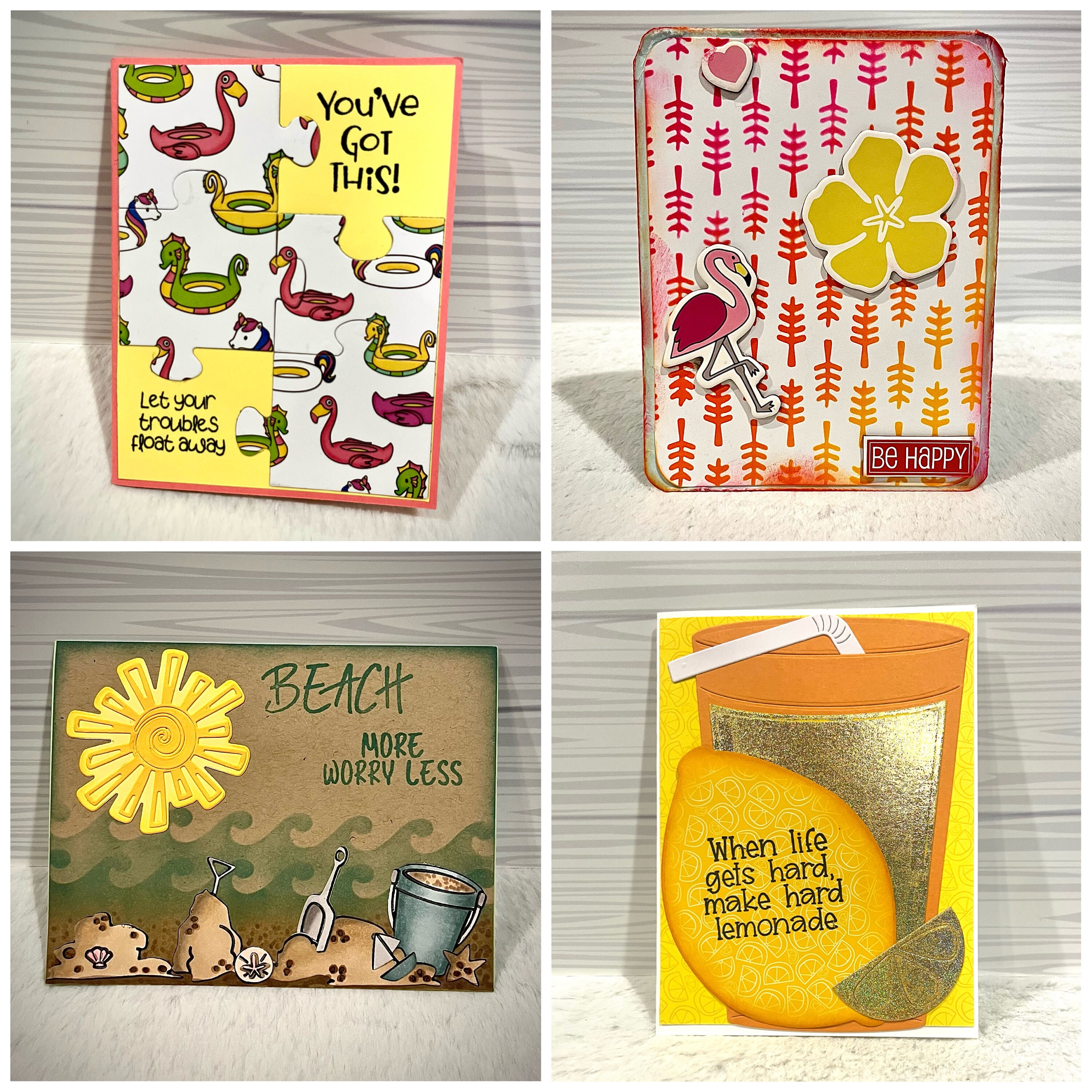 4 Assorted Handmade Paper Greeting "encouragement" Cards, With ...