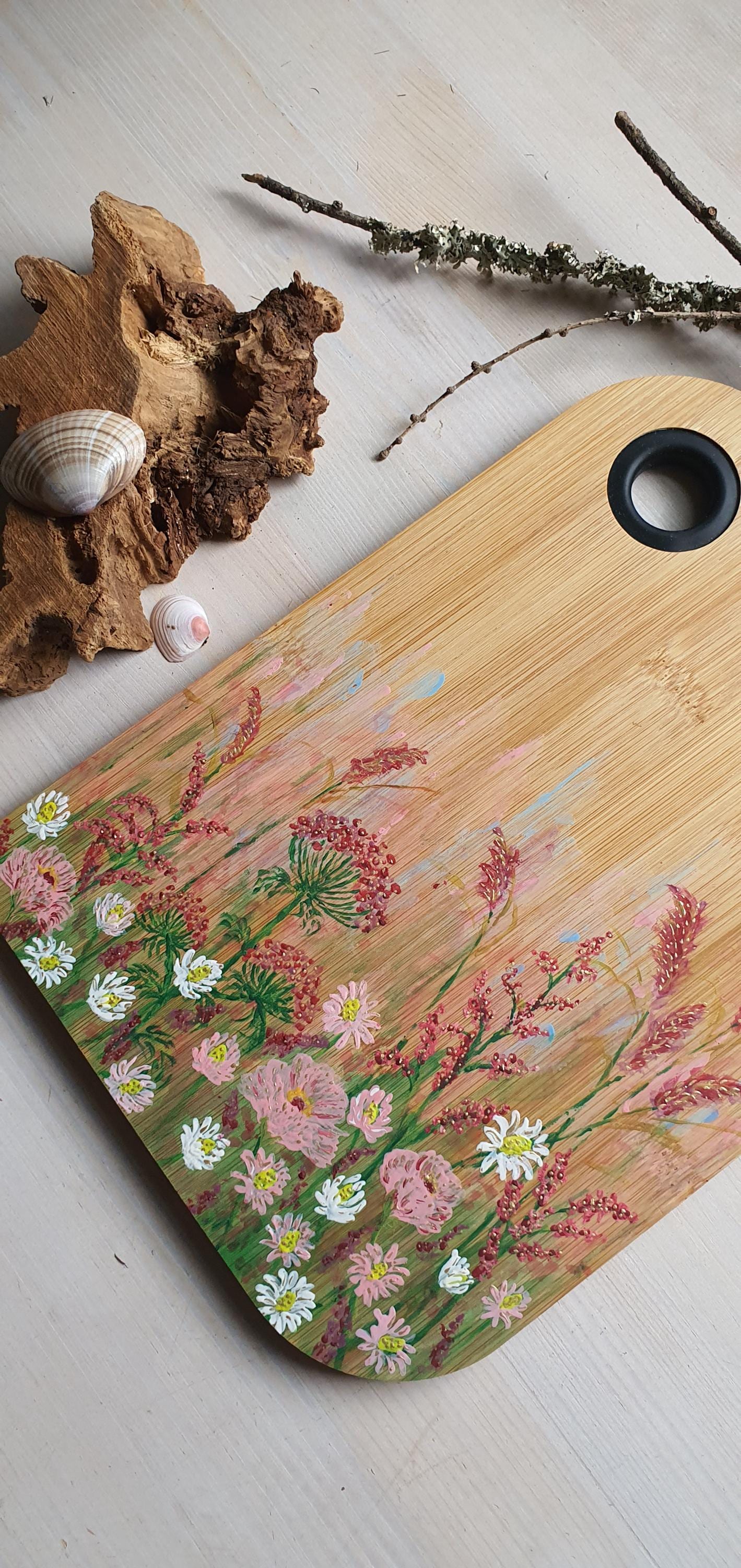 Snack Board Serving Board Flower Field Daisies Poppies Poppy Unique ...