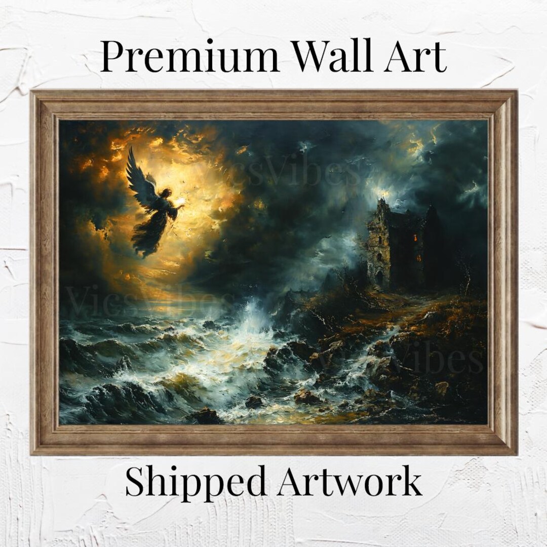 Angel and Storm Painting | Christian Art Print | Spiritual Gothic Wall ...