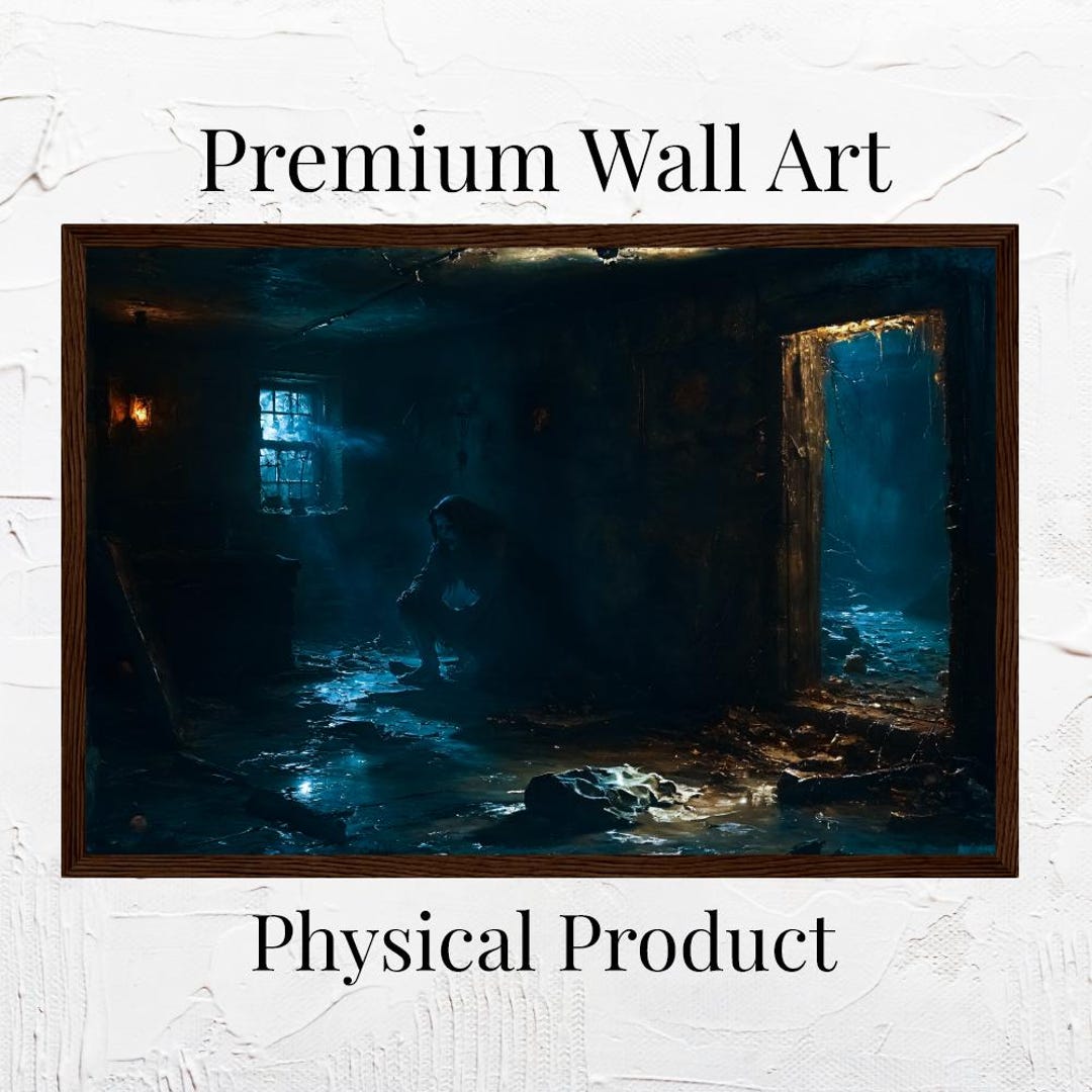 Cursed Image Dark and Atmospheric Haunted Room Art Poster Canvas Framed ...