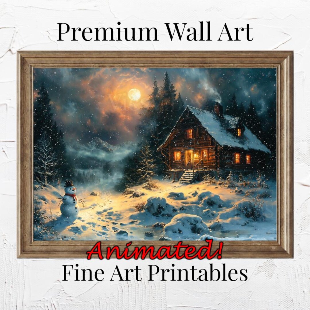 Christmas Cabin Animated Background Digital Download Art Snowfall Cozy ...
