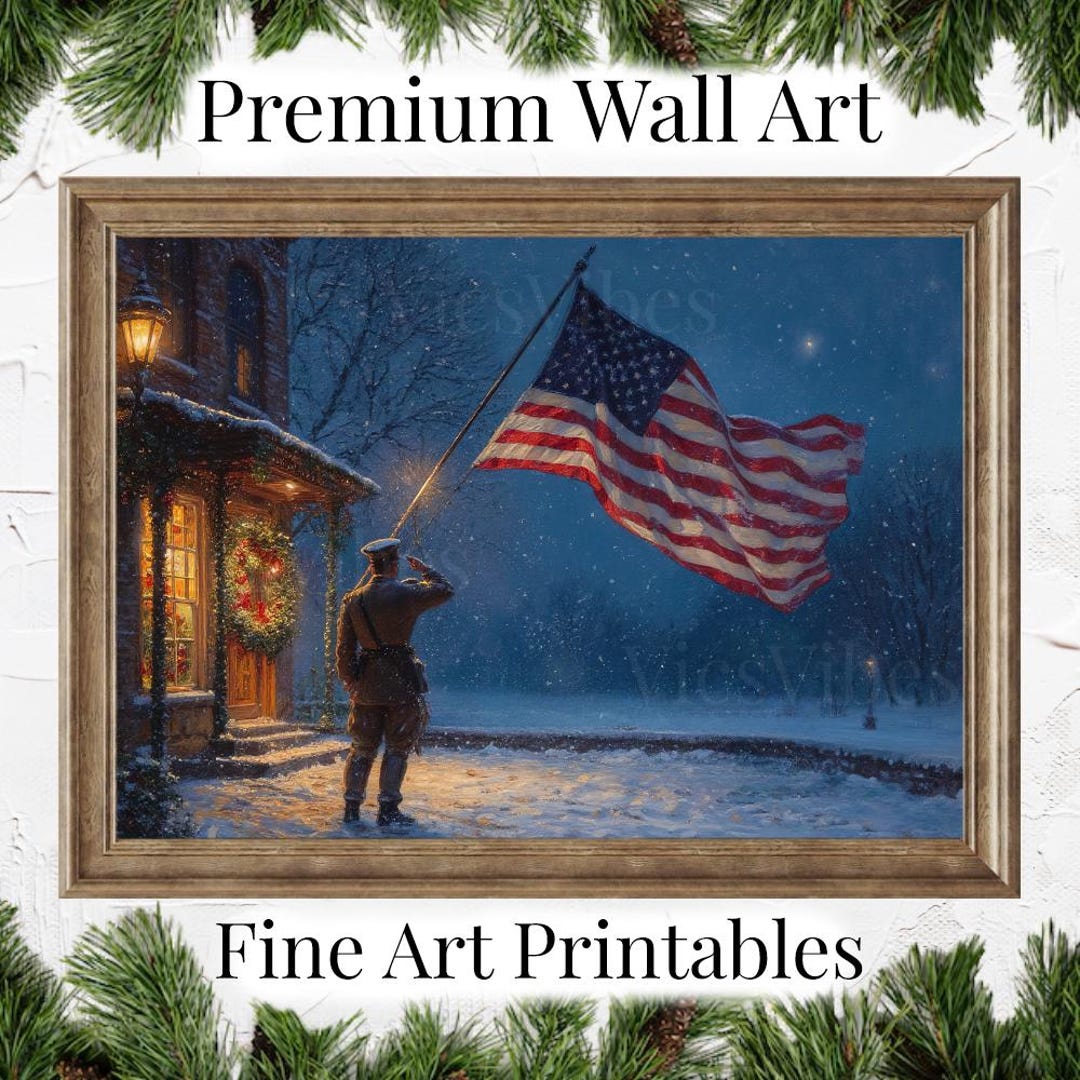 Printable Vintage Patriotic Christmas Decor Wall Art Gifts for Couples ...