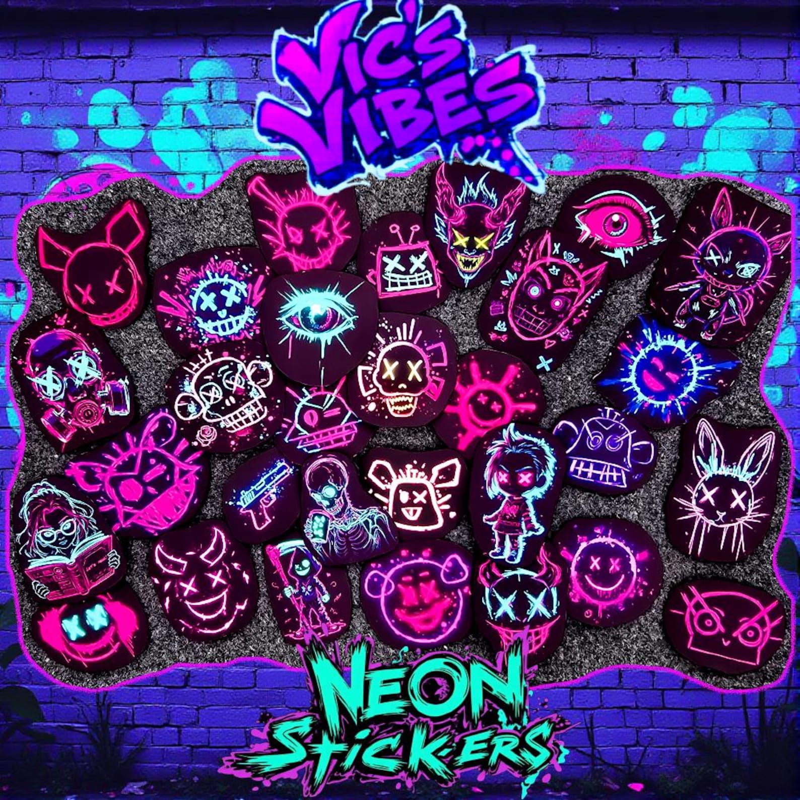 Jinx Arcane Inspired Neon Stickers Soft Matte Cyberpunk Sticker ...