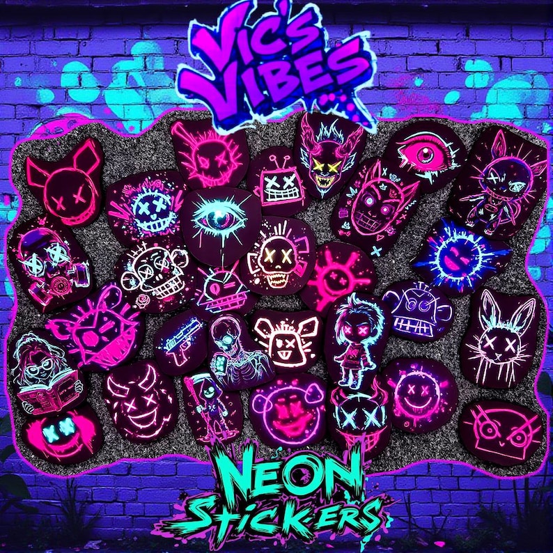 Jinx Arcane Inspired Neon Stickers Soft Matte Cyberpunk Sticker ...