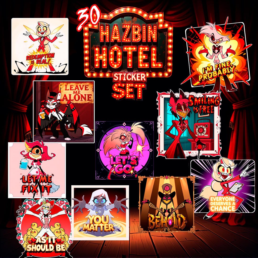 Hazbin Hotel Stickers for Laptop Water Bottle Scrapbook Planner Cute ...