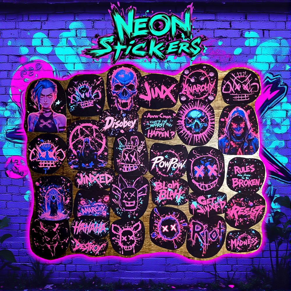 Jinx Neon Graffiti Sticker Pack Arcane Vinyl Stickers Cyberpunk ...