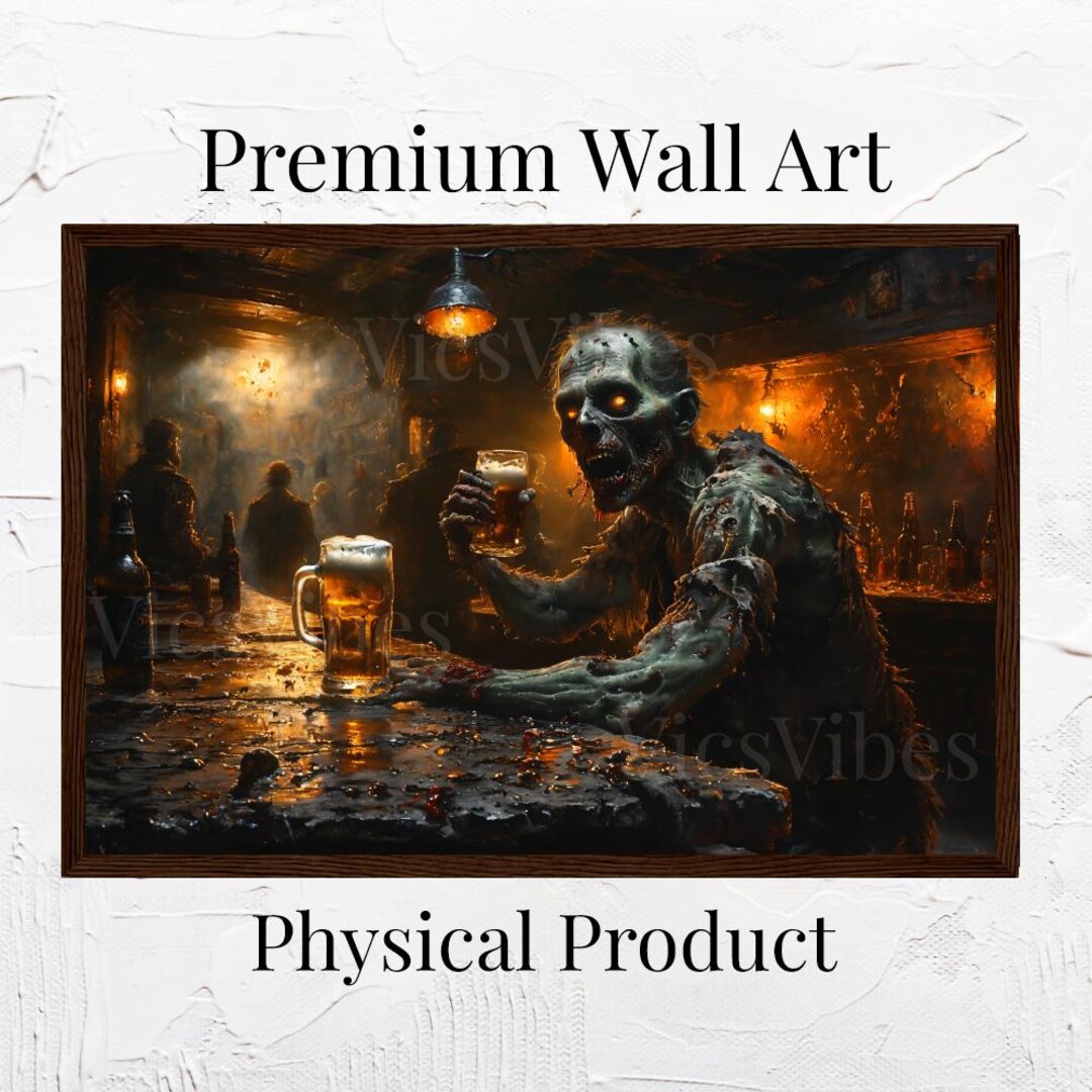 Undead Tavern Night: Zombie Beer Mug Art Print Horror Decor for ...
