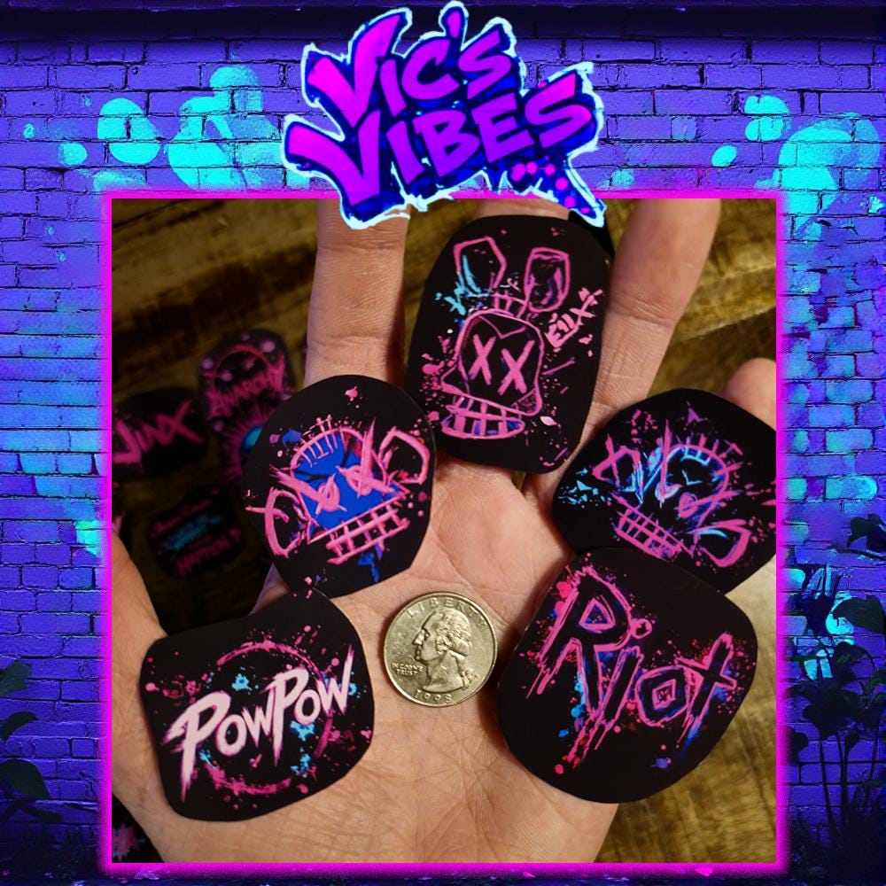 Jinx Neon Graffiti Sticker Pack Arcane Vinyl Stickers Cyberpunk ...