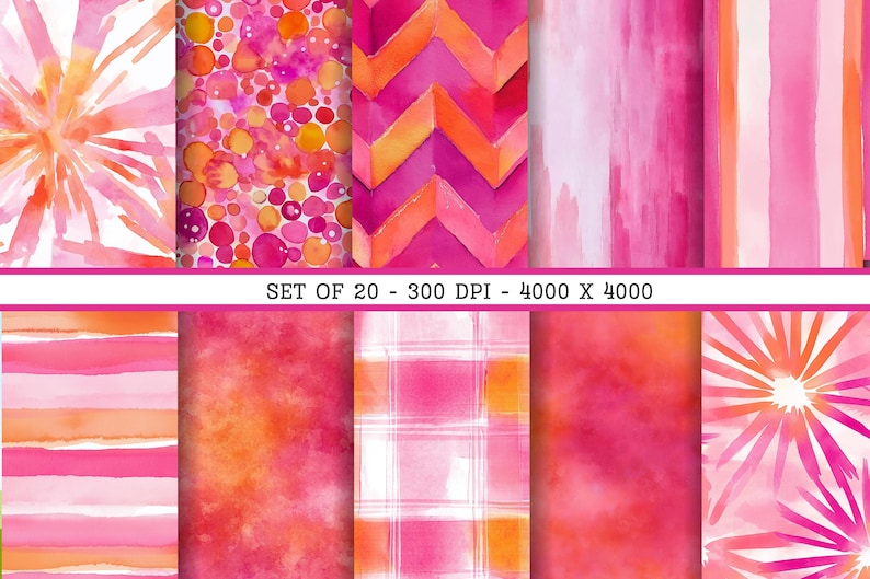 Retro Pink Watercolor Digital Paper, Seamless Textures (digital ...
