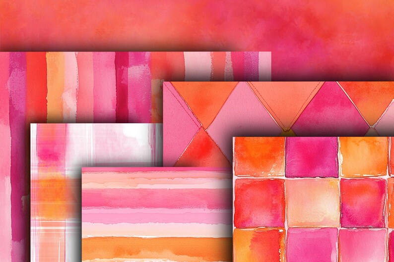 Retro Pink Watercolor Digital Paper, Seamless Textures (digital ...