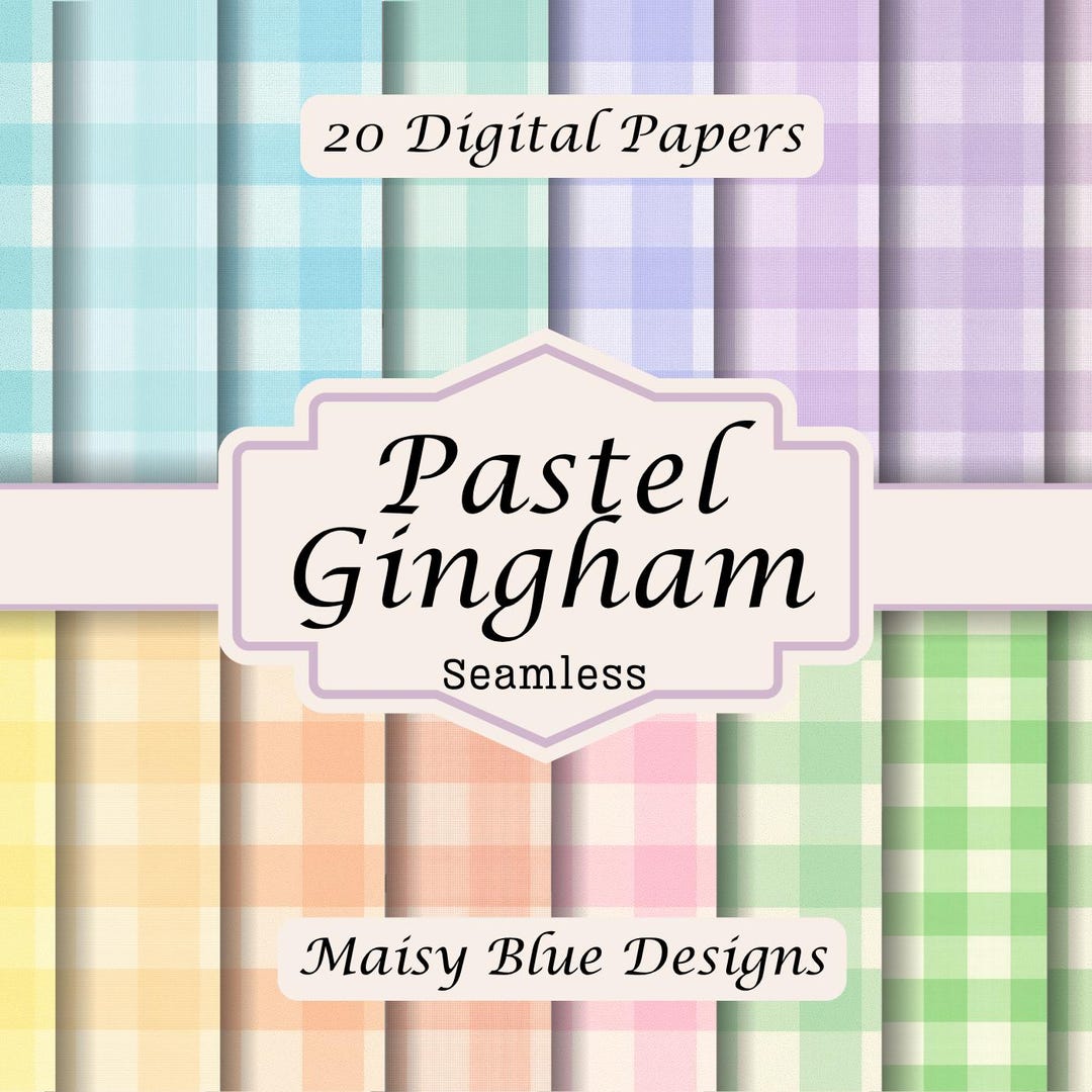Watercolor Gingham Digital Paper, Pastel Seamless Pattern (digital ...