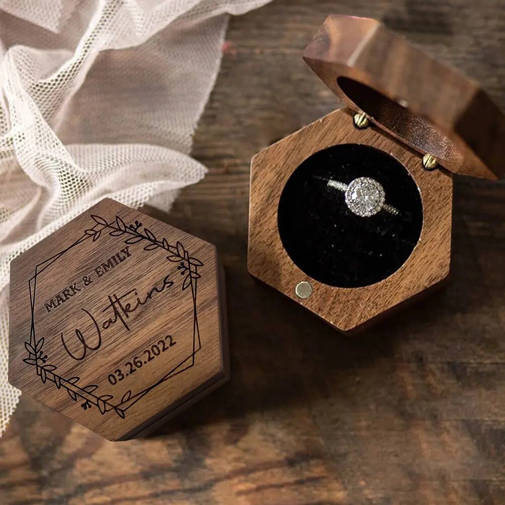 Custom Wooden Ring Box for Wedding Ceremony | Personalized Wedding Ring ...
