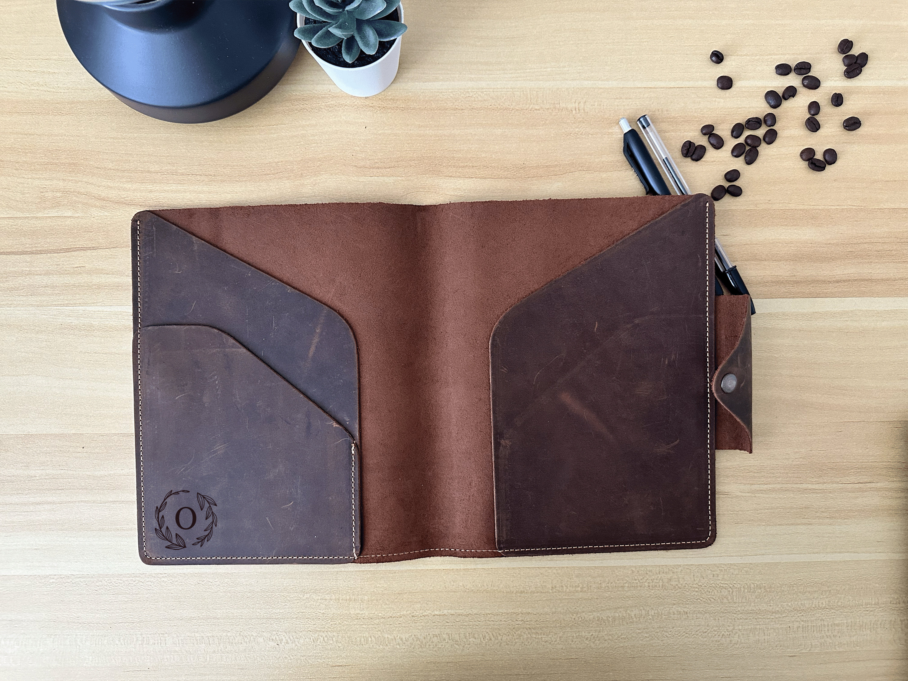 Engraved Leather Journal Cover, Personalized Leather Diary Cover ...