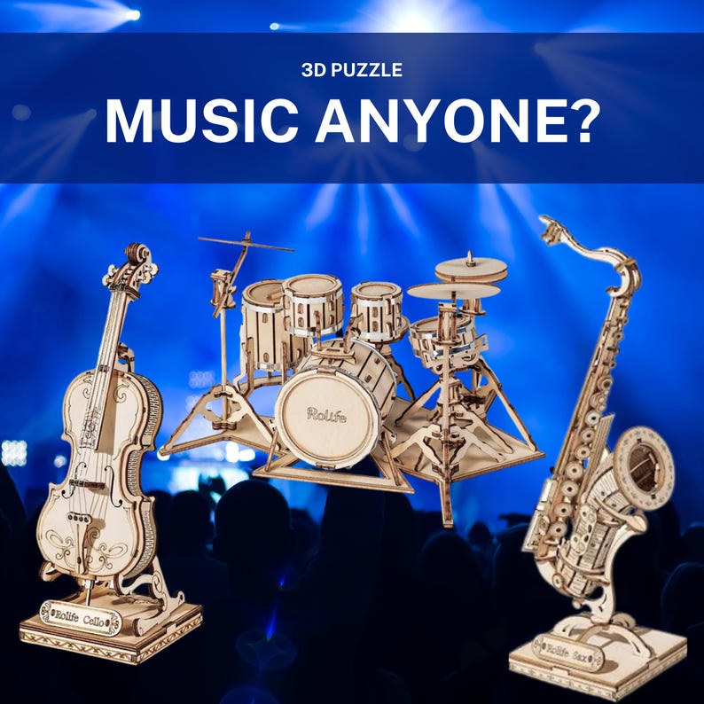 3D Puzzles Saxophone, Drum, Cello - Etsy