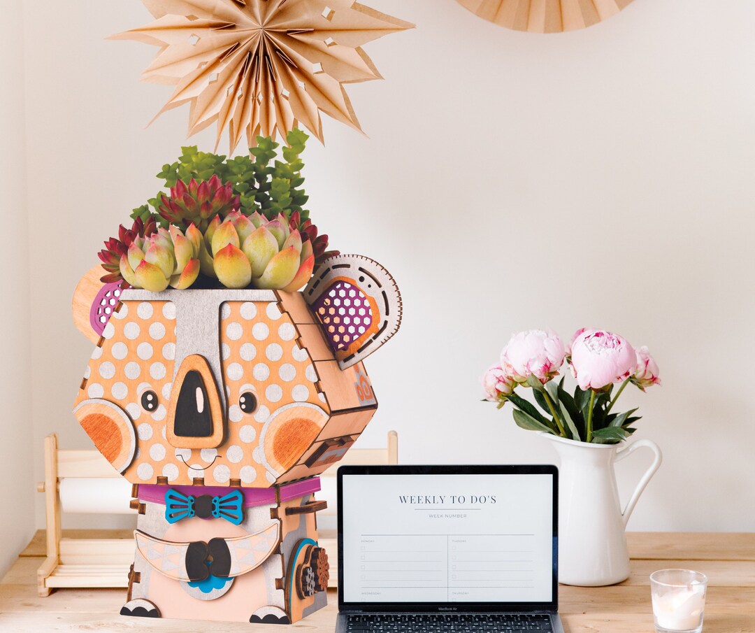 DIY 3D Puzzle Wooden Planter Koala - Etsy