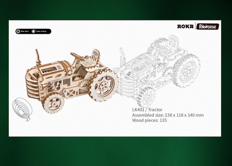 DIY 3D Mechanical Wooden Puzzle TRACTOR - Etsy