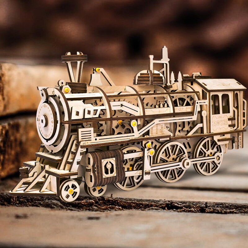 Wooden Model Kits For Adults Build Your Own Train Simple Line Art ...