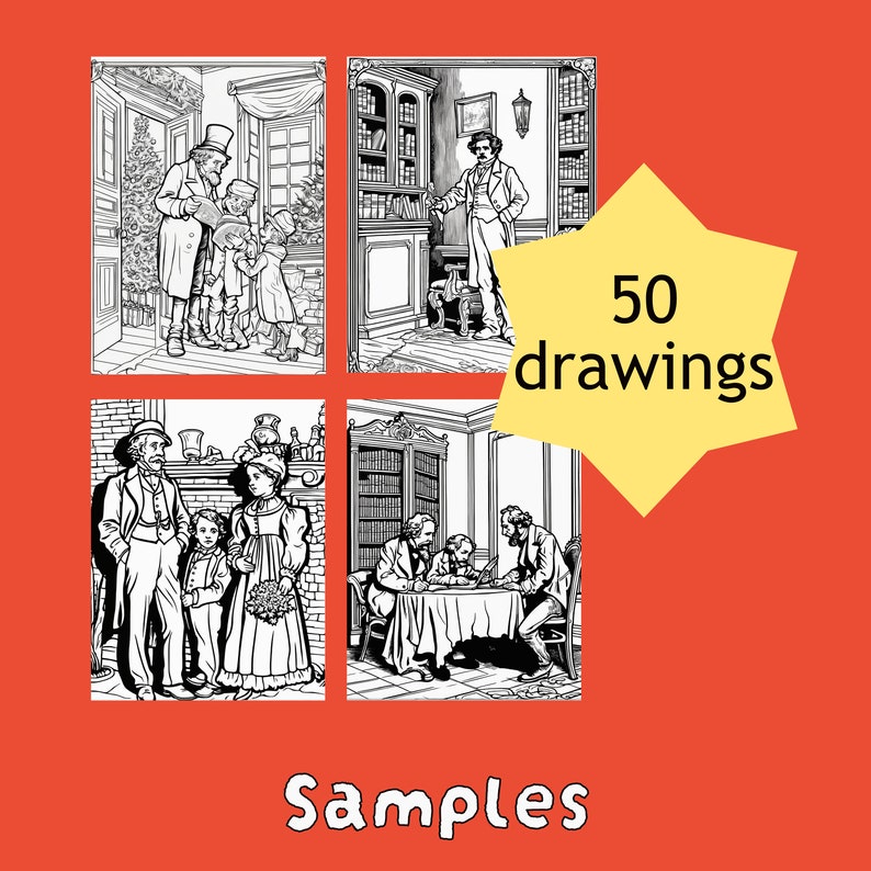 Charles Dickens Classic Coloring Book for Adults and Teens, Printable ...