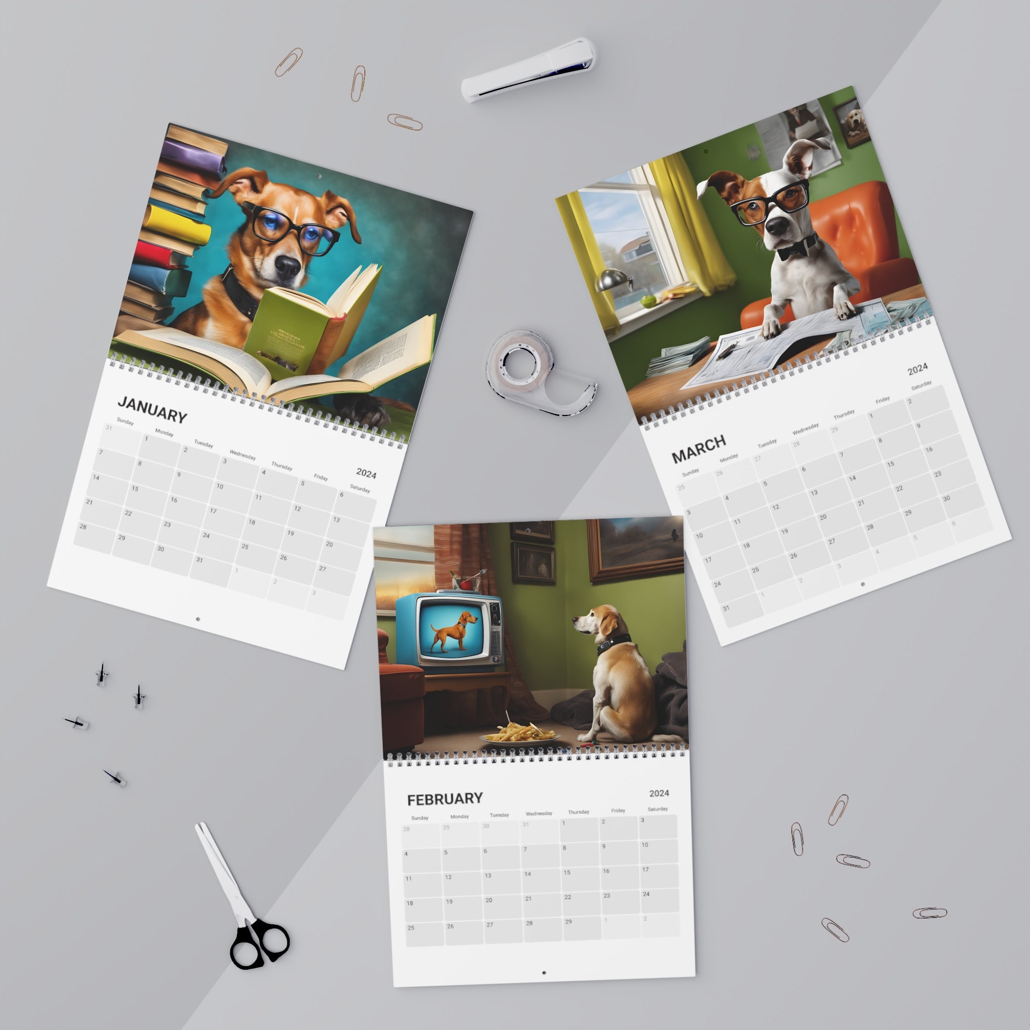 Dog Daze Humorous Dog Lover Calendar 2024, Birthday Gift, Christmas ...