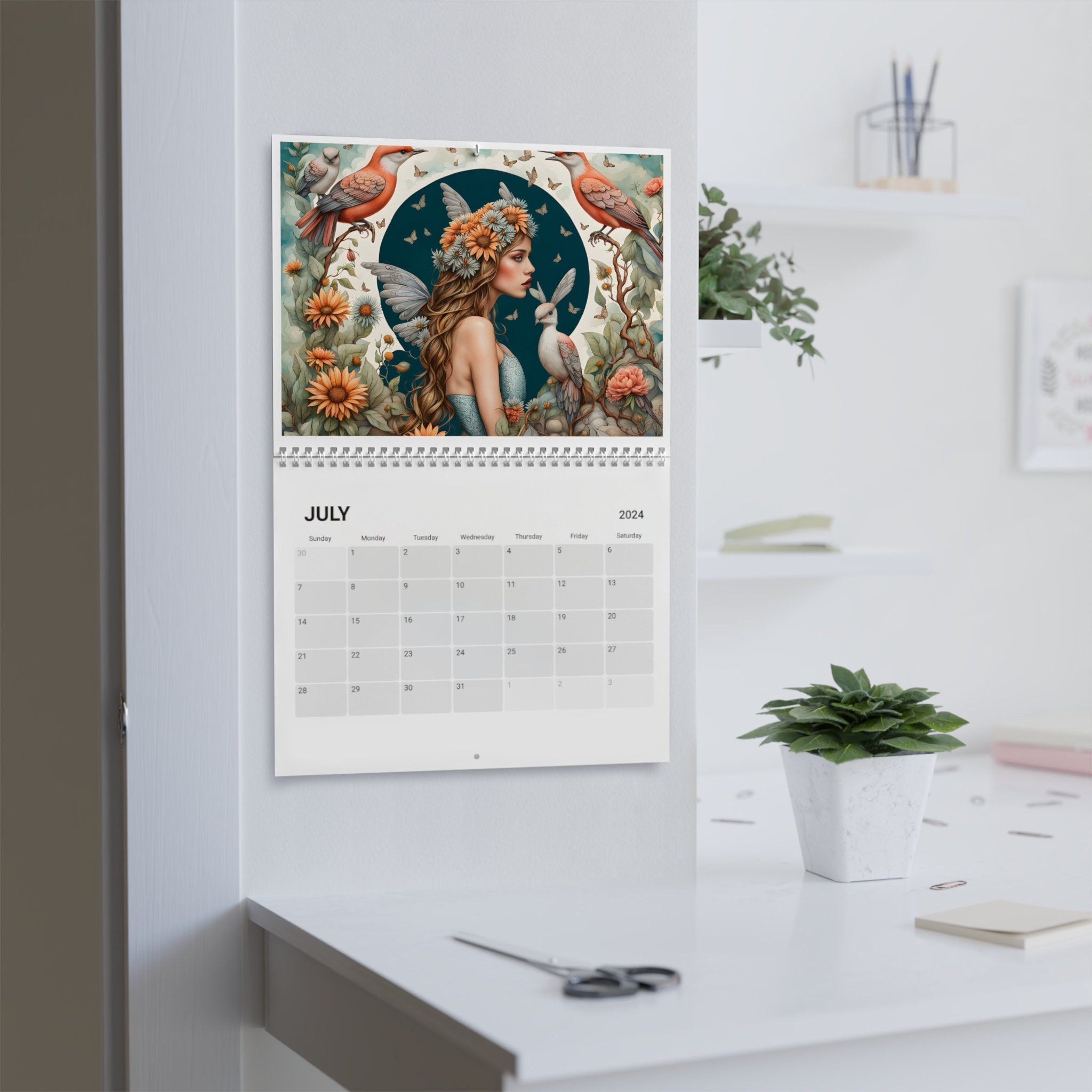 Earth Angel Calendar 2024, Boho Style Art, Birthday Gift, Christmas ...