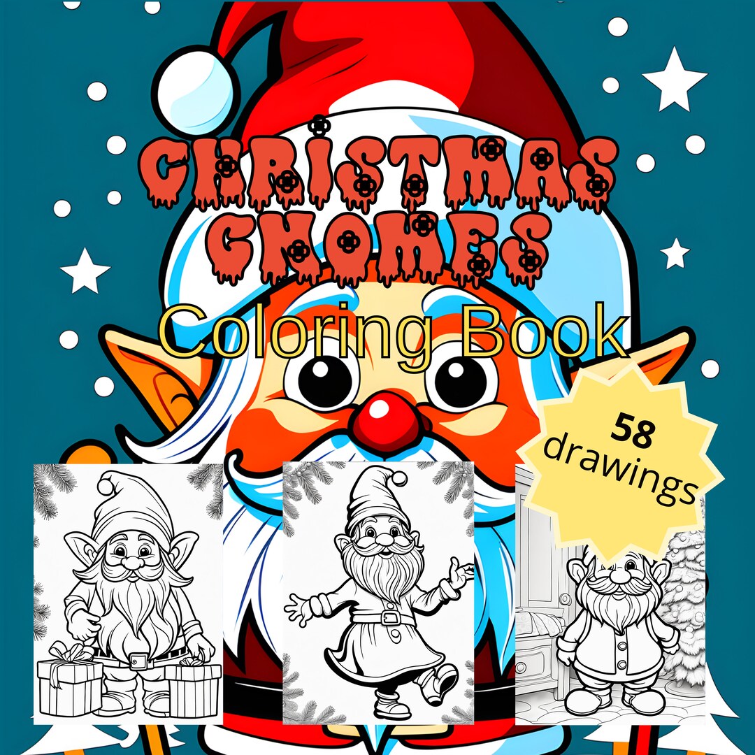 Cute Christmas Dwarf Gnomes Coloring Book, 58 Pages, Christmas ...