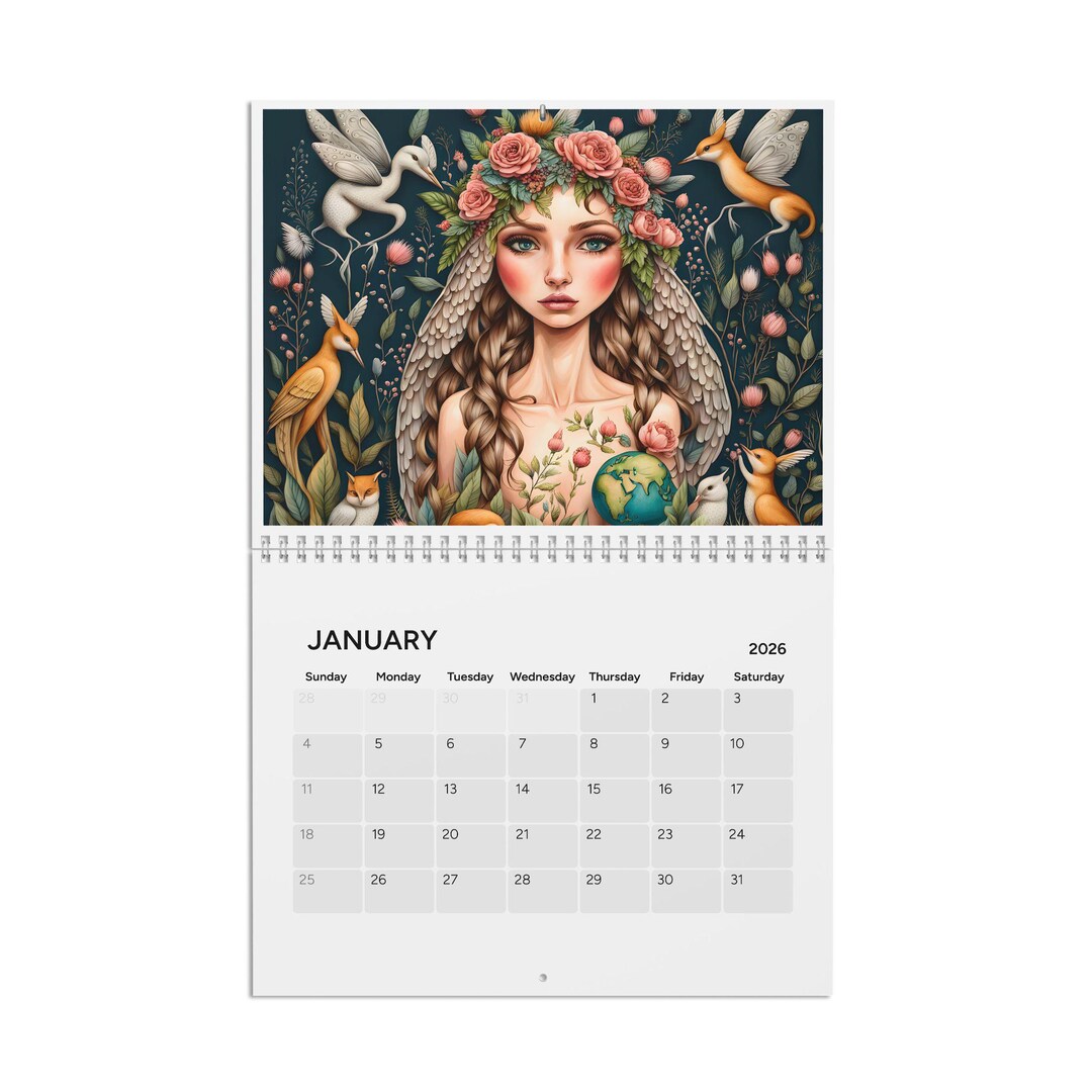 Earth Angel Calendar (2026), Boho Style Art, Birthday Gift, Christmas ...