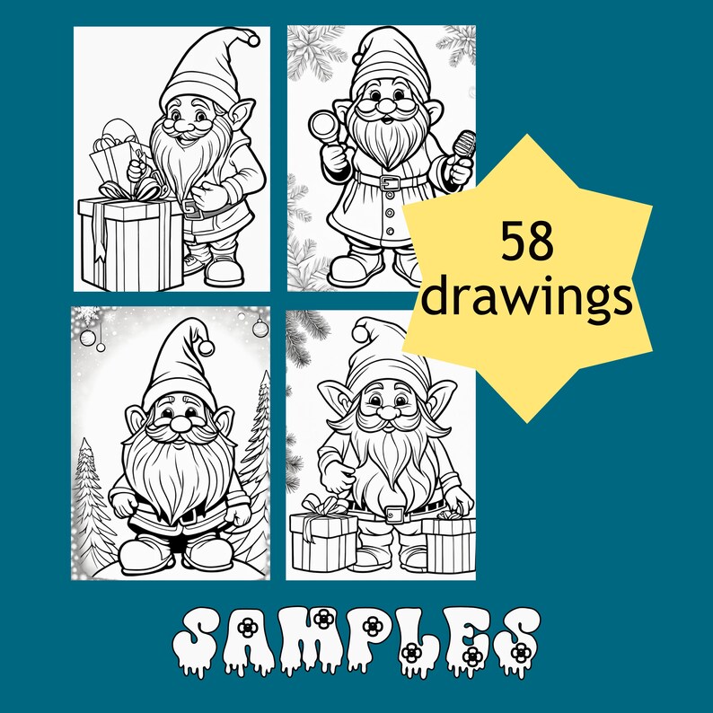 Cute Christmas Dwarf Gnomes Coloring Book, 58 Pages, Christmas ...