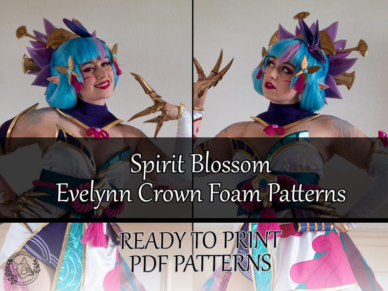 Spirit Blossom Evelynn Crown Pattern - Ready to Print PDF | League of Legends Evelynn Head ...