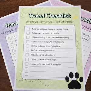 Pet Travel Essentials Checklist - Dog and Cat Travel, Printable PDF ...