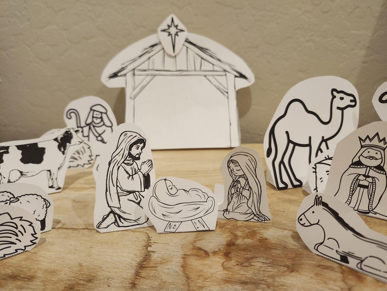 Nativity Scene Printable for Kids | Christian Christmas Cut & Color ...